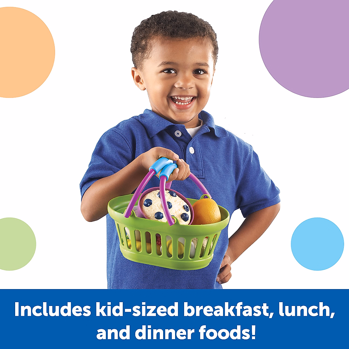 Learning Resources New Sprouts Healthy Foods Basket Bundle - 37 Pieces, Ages 18+ months Pretend Toddler Food, Healthy Play Food for Kids, Toddler Learning Toys