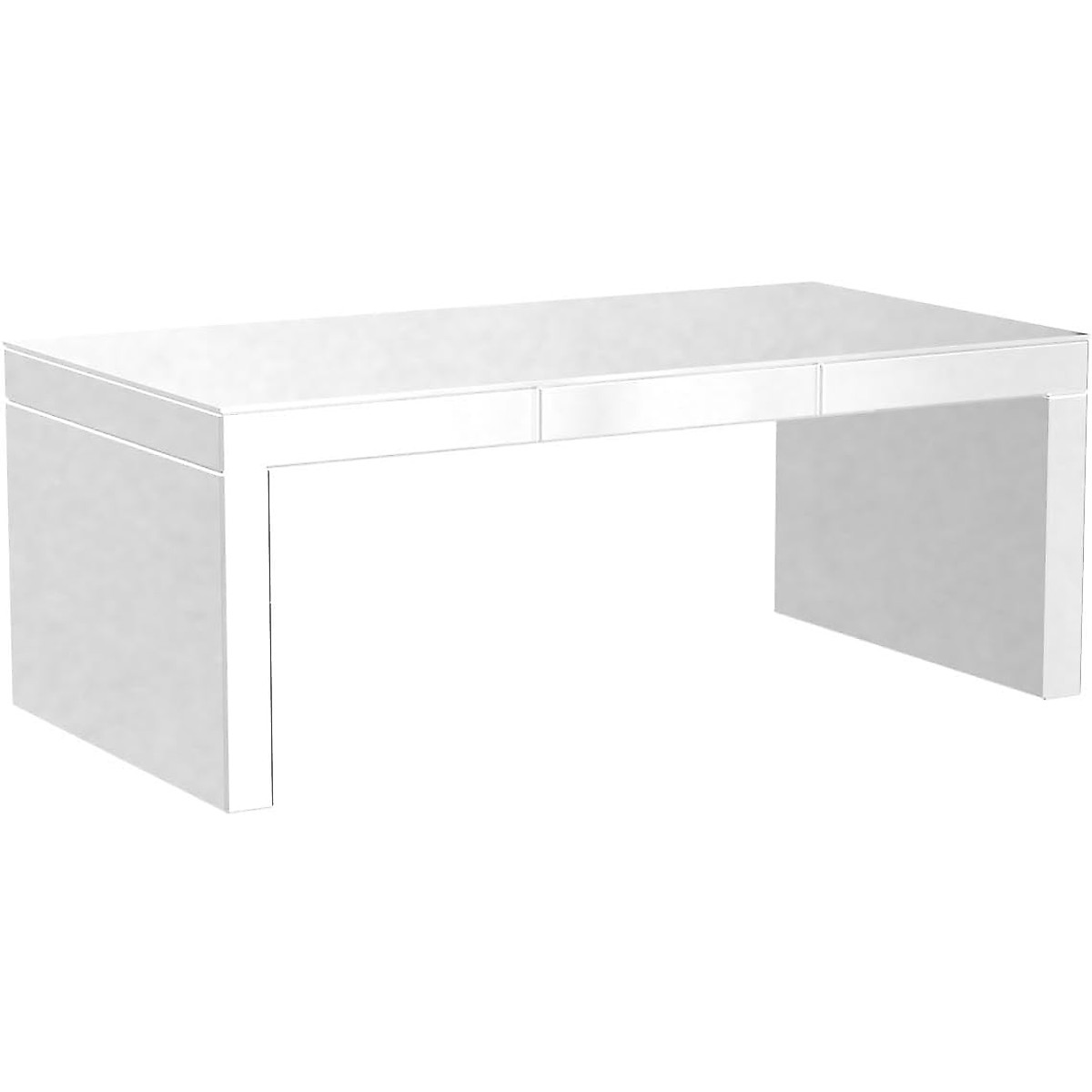 Silver Coffee Table with All Mirrored Finished, Modern Contemporary Accent Side or Coffee Table for Living Room