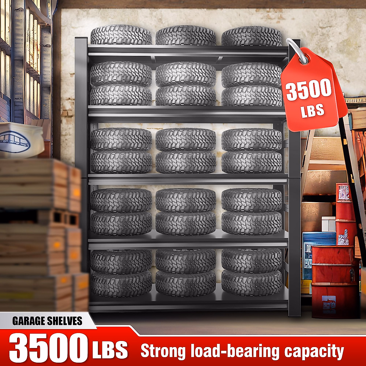 PRESTELION 72" H|48" W Garage Shelving Unit and Storage-Easy Assembly Metal Shelves 5-Tier Rack|Heavy-Duty Adjustable Shelf|Steel Rust-Resistant Shelves for Industrial,Warehouse,Basement