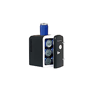 Frigidaire EFMIS171-BLACK 6+1 Retro Mini Portable Personal Fridge/Cooler for Home, Office or Dorm with Active Cooling Can Holder on Top, Black, standard & EFMIS129-WHITE 6 Can Beverage Cooler, White