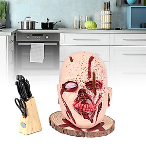 Skull Knife Holder Head, Material Versatile Kitchen Storage Tool Horror Themed Party Decorations for Halloween