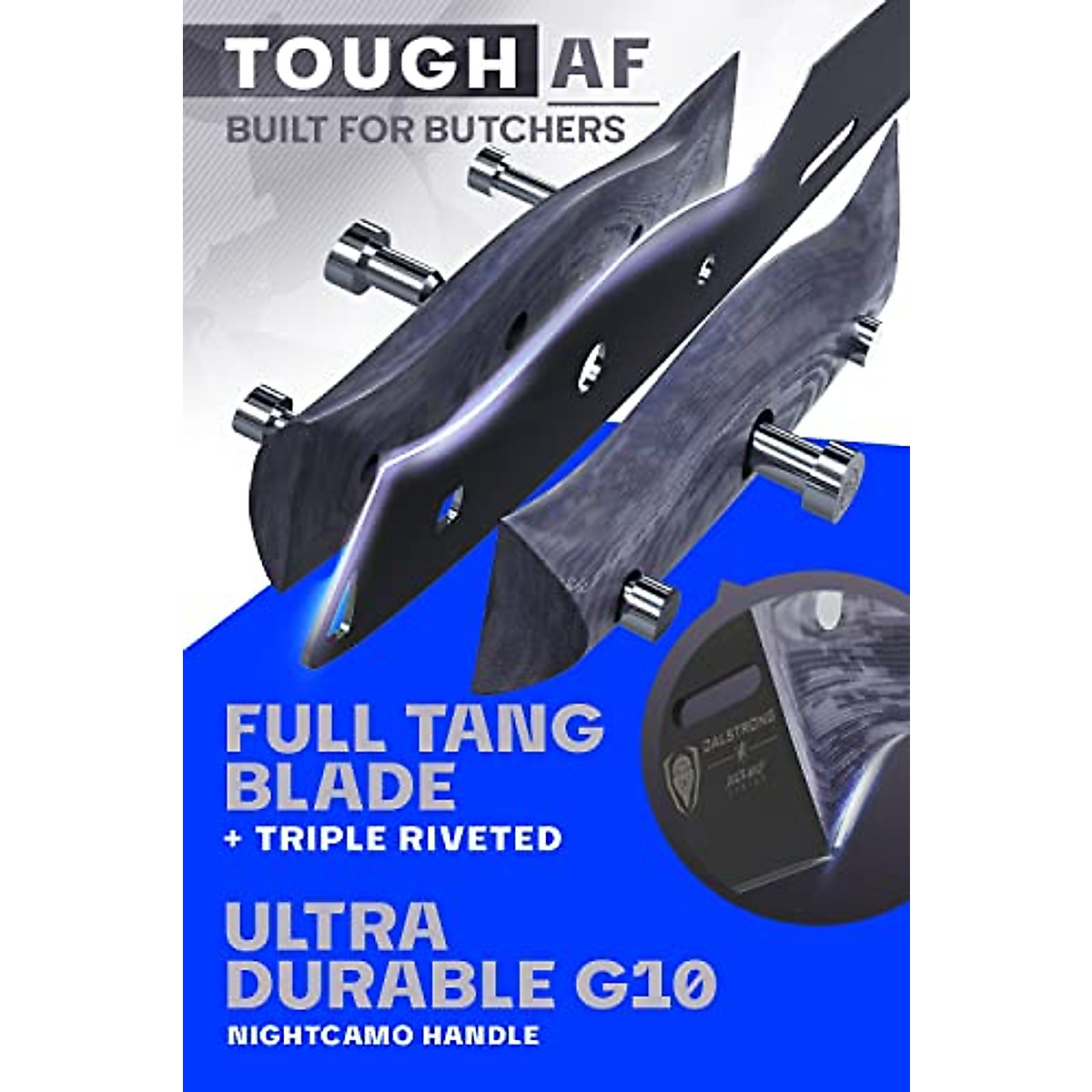 Dalstrong Bull Nose Butcher Knife - 10" - Delta Wolf Series Knife - Ultra-Thin & Zero Friction Blade - HC 9CR18MOV Steel - Black Titanium Nitride Coating - G10 Camo Handle - Leather Sheath