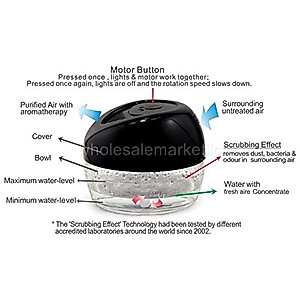 Bluonics Fresh Aire 4-Pack Water Air Washer, Air Revitalizer & Freshener with a bottle of of Lavender Fragrance with Night Light 7 LED Changing Colors & White Noise