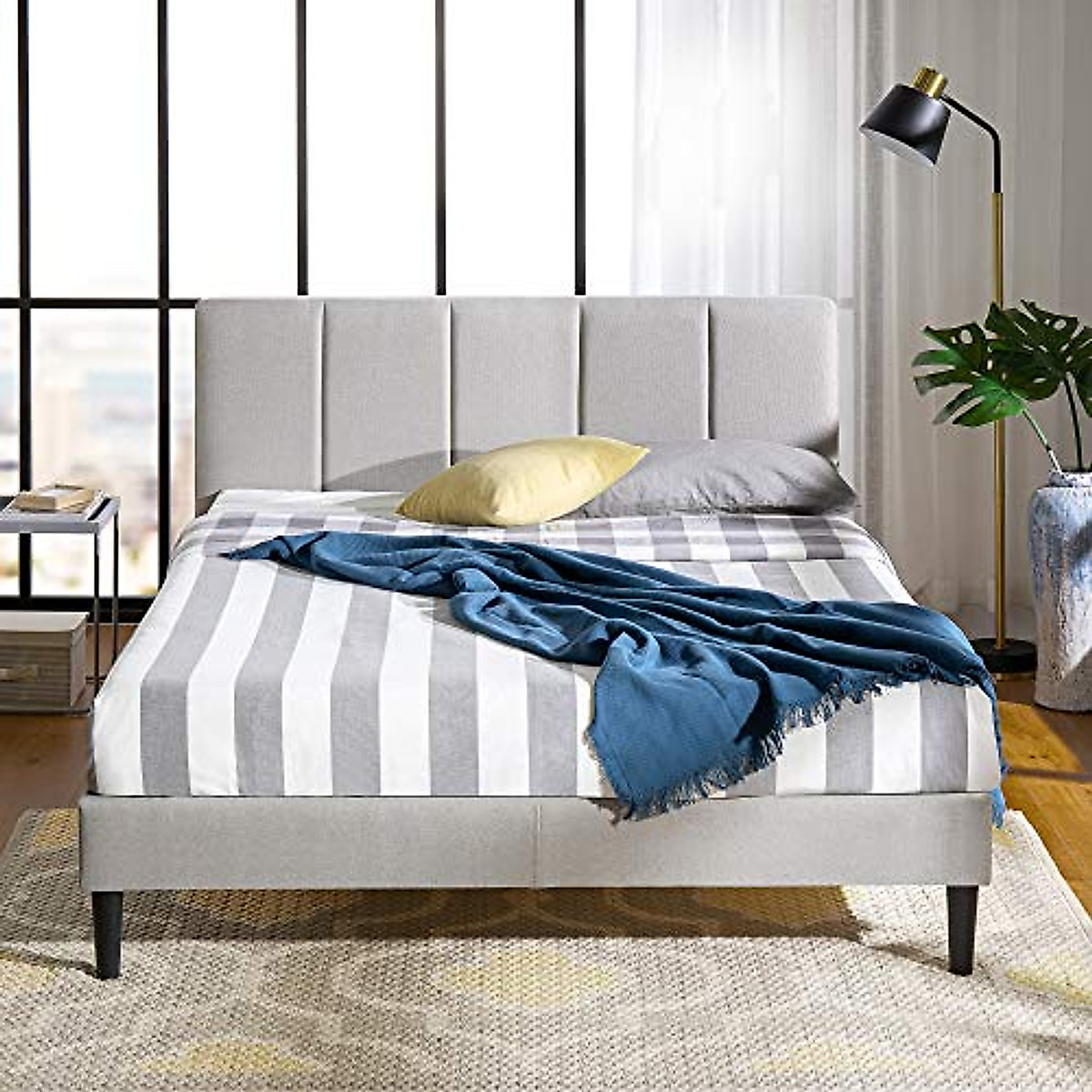 ZINUS Maddon Upholstered Platform Bed Frame, Mattress Foundation, Wood Slat Support, No Box Spring Needed, Easy Assembly, Beige, Full