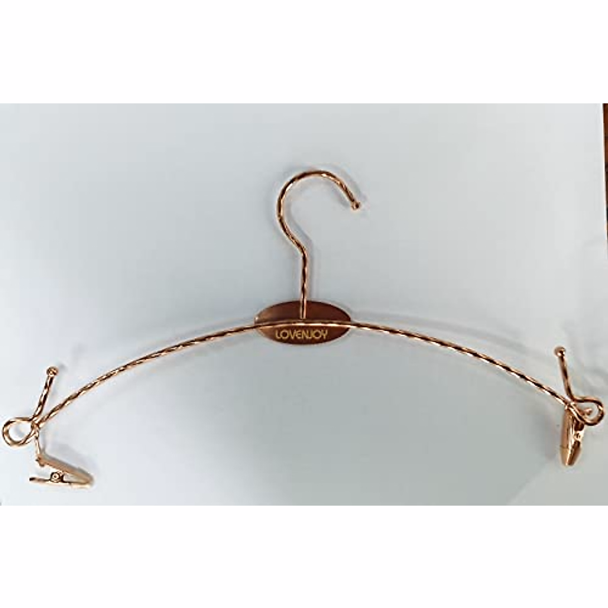 LOVENJOY Clothes Hooks Hangers Rack Metal Alloy Rose Gold for Underwear Bra Pants with Non Slip Clips for Laundry Lingerie Shop Display, 2 Pcs