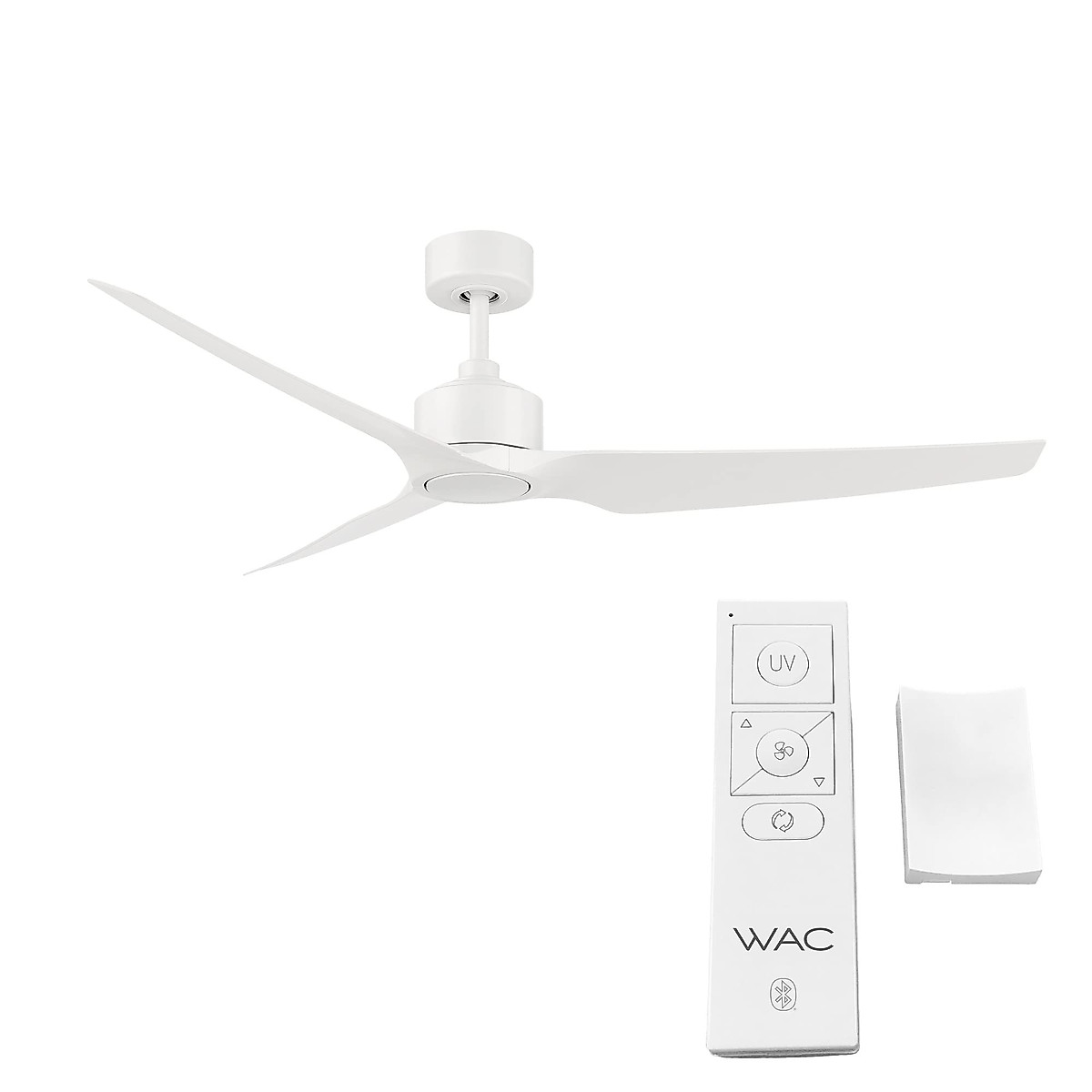 WAC Smart Fans Terminator Indoor and Outdoor 3-Blade Ceiling Fan 54in Matte White UV-C LED Up-Light and Remote Control