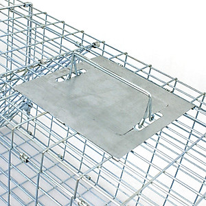 Oteymart Live Animal Trap Cage Catch Release Humane Rodent Cage with Handle Metal Steel for Rabbits, Stray Cat, Squirrel, Raccoon, Mole, Gopher, Chicken, Opossum (32" X 12" X 12")