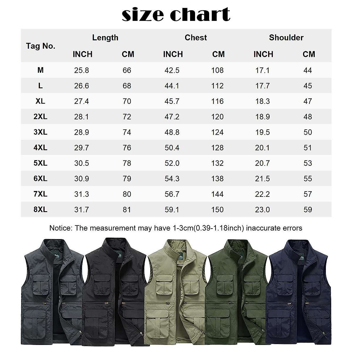 AIEOE Men's Summer Outdoor Golf Vest with Zipper, Breathable, Lightweight, Travel & Safari Vest, Casual Jacket with Pockets - Black