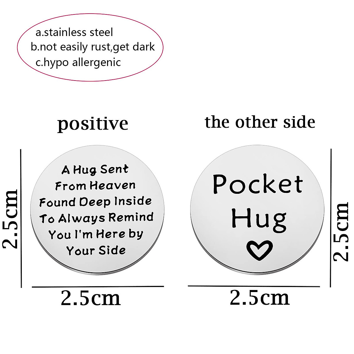 TGBJE Memorial Hug Token Gift Sympathy Gift Loss of Loved One Gift Remembrance Pocket Token Gift Bereavement Coin Gift (Heaven Token)