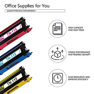 GULOYA Compatible TN-115 TN115 Toner Cartridge Replacement for Brother HL-4070CDW 4040CN 4040CDN 4050CDN MFC-9440CN 9840CDW DCP-9040CN 9045CDN Printer Toner Cartridge (3 Pack,1C+1M+1Y)