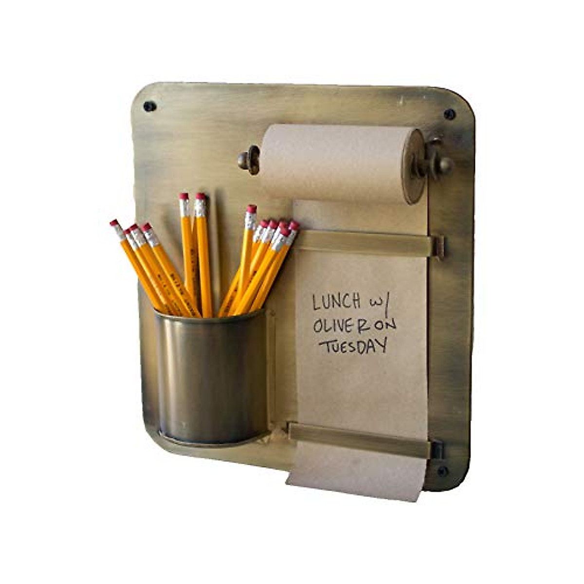 Kalalou NDE1280 Note Roll with Wall Rack with Pencil Holder, Brown