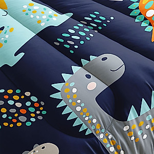 Datura home Bedding Comforter Set Kawaii Cartoon Dinosaur Printed Pattern Bedding Set with 1 Comforter and 2 Pillowcases for Boys Bedroom All Season(Cute Dinosaur Twin), Twin 68x86inches