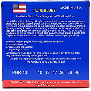 DR Strings Pure Blues Pure Nickel Electric Guitar Strings, Medium 10-46, 3-Pack (PHR-10-3PK)