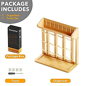 SpaceAid Bamboo Baby Bottle Drying Rack, Space Saving Kitchen Bottles Holder Organizer for Baby Bottle Rack Dryer Storage Accessories (Natural, 12 Bottles)