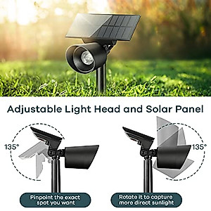 Linkind Outdoor Solar Lights, Solar Spot Lights Outdoor with 24° Beam Angle 6500K Daylight White, Solar Landscape Spotlights for Yard Outside Garden House, 4 Pack