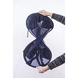 Amelitory Mesh Pop-up Laundry Hamper Easy Foldable Laundry Baskets With Two Durable Handles For Home,Dorm,Travelling Storage Dark Blue