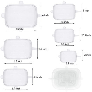 Silicone Stretch Lids Rectangle 12-Pack, Reusable Food Container Lids, BPA-Free, Eco-Friendly Bowl Covers, Microwave, Oven & Dishwasher Safe