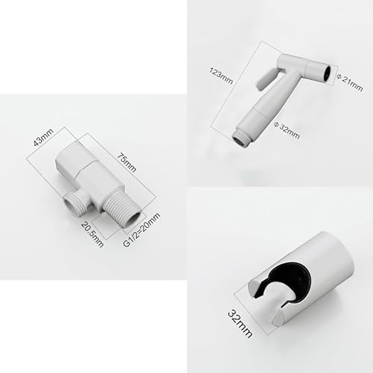 Wall Mounted Toilet Hand Shower, White Toilet Hand Shower Kit, Toilet Hand Shower, Handheld Bidet Sprayer for Toilet, Bidet Flush Toilet Spray Booster, White A