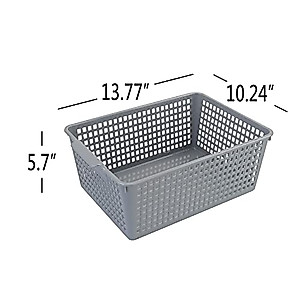 DynkoNA 3-Pack Large Storage Basket Bin, Plastic Organizer Bins