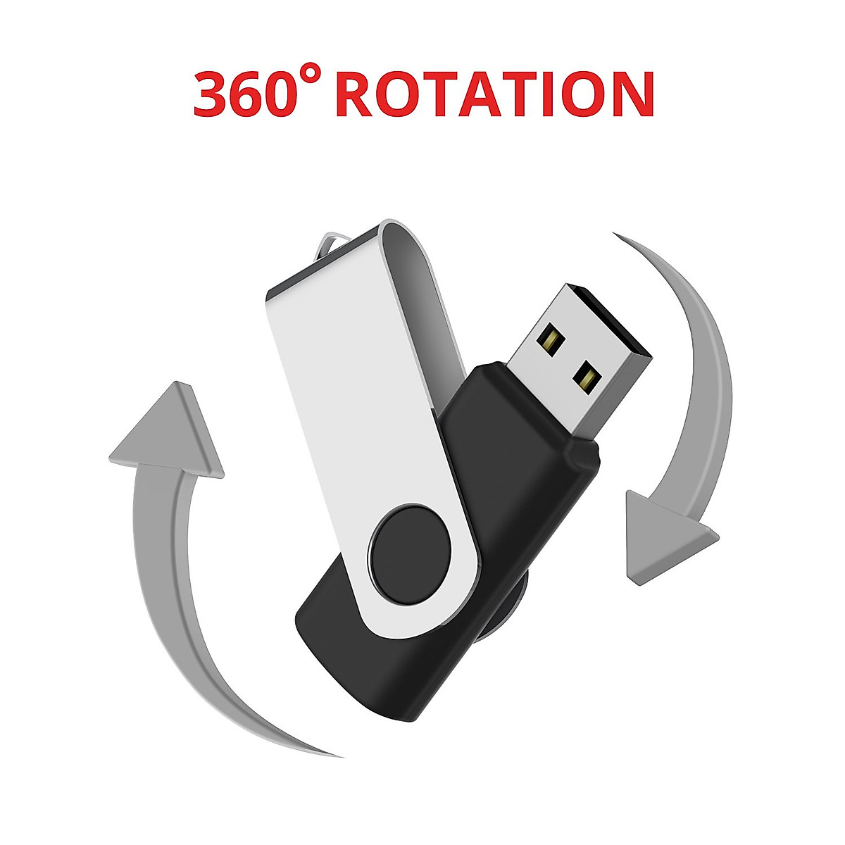 MOSDART No Logo USB2.0 2GB Flash Drive, Swivel Design with LED Indicator, Keychain Loop, FAT32 Memory Stick for Data Storage, Black(Pack of 10)