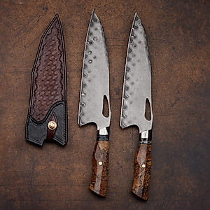 FZIZUO Damascus steel Japanese chef's knife, Skd11 Sanhe Steel professional handmade, very sharp Japanese cleaver, suitable for restaurant kitchen knives and home cooking knives