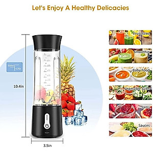 SRLIWHITE Portable Blender, Rechargeable Blender With 500Ml Bottle, Waterproof Blender For Milkshakes And Smoothies Small Juicer (Color : Black)