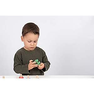 TickiT-74001 Rainbow Wooden Nuts & Bolts - Set of 14 - 7 Nuts and 7 Bolts in Matching Shapes & Colors - For Ages 12m+ - Loose Parts Wooden Toys for Toddlers and Preschoolers