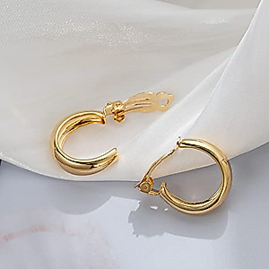 LILIE&WHITE Gold Clip on Earrings For Women Fashion Clip on Hoop Earrings No Piercing Earrings Clipon Earrings For Women