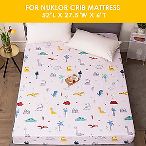 Waterproof Fitted NUKLOR Crib Mattress Pad and Toddler Crib Mattress, Protective Baby Crib Mattress Cover, Bedding Sets Breathable and Hypoallergenic for Boys and Girls (27.5'' x 52'' x 6'' 1Pack)