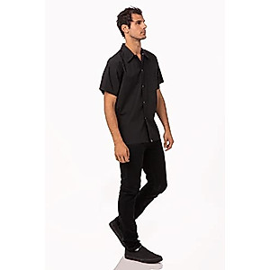 Chef Works Men's Utility Cook Shirt, Black, Large