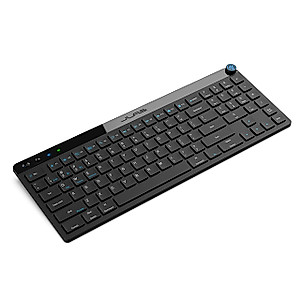 JLab JBuds Wireless Keyboard, Black, 95 Keys, Connect Via Bluetooth or USB Wireless Dongle, Multi-Device Toggle, Soft Touch Keys, Smart Media Knob, Custom User Profiles, Rechargeable (1 Pack)