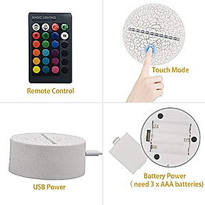 Fanmin Dragon 3D Optical Illusion Kids Lamp 3D Night Light Bedside Lamp 16 Colors with Remote Dragon Toys as a Perfect Birthday for Boys and Girls