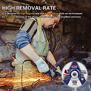 SALI 25 Pack 4 Inch Grinding Wheels for General Purpose Metal & Stainless Steel, Aluminum Oxide Grinding Disc for Angle Grinder, Depressed Center 4" * 1/4" * 5/8"(100 * 6.0 * 16 mm)