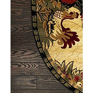 Unique Loom Barnyard Collection French Country Inspired Cottage Rooster Design Area Rug (3' 3 x 5' 3 Oval, Ivory/Olive)