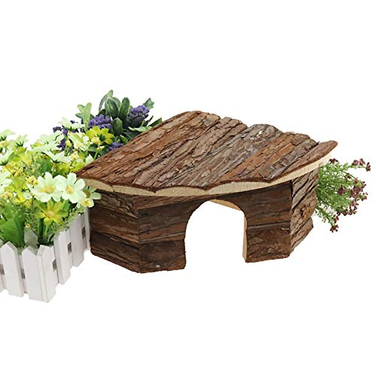 SING F LTD Beautiful and Cute Nest Playground House for Hamsters Hedgehog Wooden House Circular Sector Corner Cage 31x21x13cm