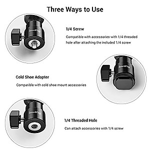 SmallRig 1/4" Camera Hot Shoe Mount, Ballhead Tripod with Additional 1/4" Screw, 2pcs Pack - 2059