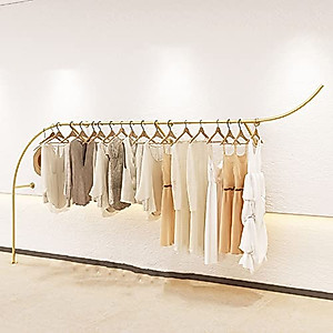 Household items Retail Clothing Display racks for Boutique store Gold Closet Rod clothes racks, modern industrial pipe wall-mounted Garment rack shelves, home cloakroom organizer storage shelf, 250cm