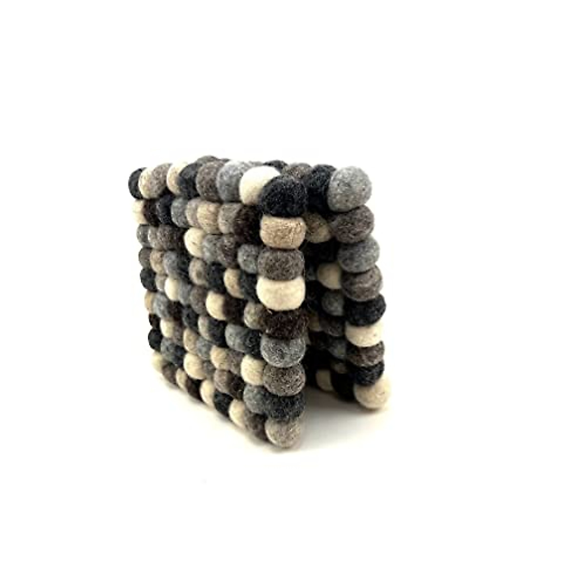 Handmade Trivet, Felt Ball Trivet, Potholders, Trivets, 100% Wool, Felt, Hot Pot Holders (Set of 2) Hot Pads, Flexible, Durable, Heat Resistant Mat, Mats, Square Trivet (Multi Light Gray, Square)