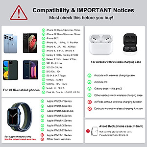 Wireless Charger for Apple Multiple Devices, iphone Charging Station for iPhone 13/13 Pro/13 Pro Max/12/12 Pro Max/11/X, 3 in 1 Wireless Charger Stand Dock for Apple Watch Series, AirPods Pro