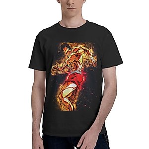 Anime Baki The Grappler Baki Hanma T Shirt Mens Summer Cotton Tee Comfort Round Neck Short Sleeve T-Shirts Black