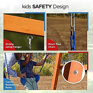 Dolphin Playground DIY Swing Sets for Backyard, Wooden Swing Set Outdoor for Kids with Trapeze Swing Bar and 2 Belt Swings, Heavy Duty Playground Accessories, Suitable for Any Swing Replacements