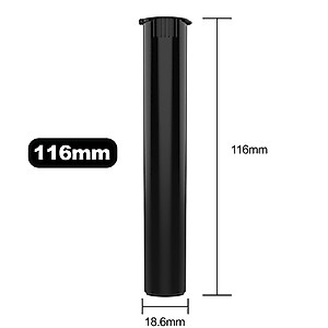 Dragon Chewer 116mm CR Plastic Packaging Pop Top Tubes - Child Resistant Travel Holder Vial Containers - 500 qty (Black)