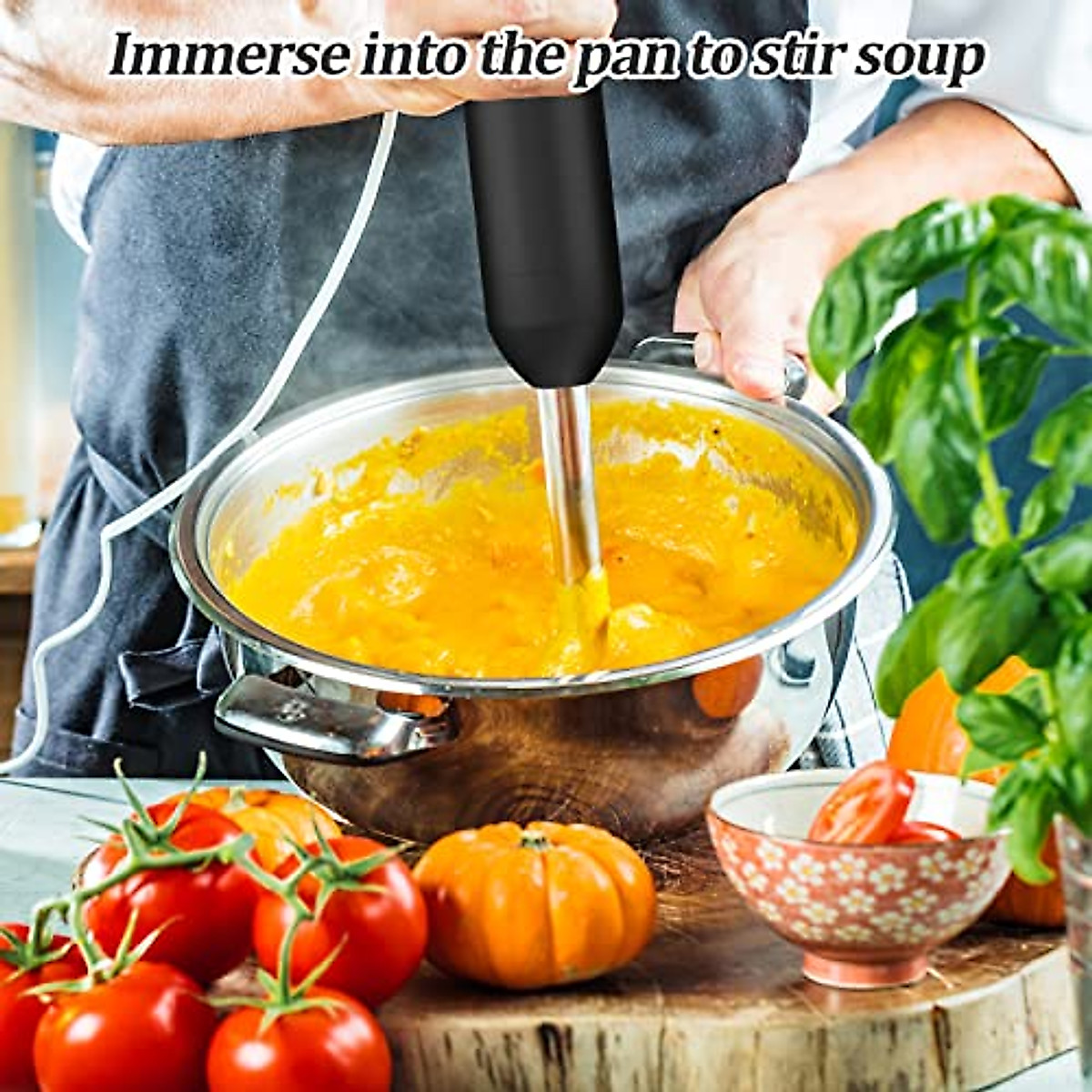 Immersion Hand Blender 5 in 1,Powerful 20 Speed Handheld Stick Blender with 800ml Beaker,500ml Food Chopper,Stainless Steel Whisk and Ice Crush Blade,BPA-Free for Smoothie, Baby Food, Sauces Red,Puree, Soup