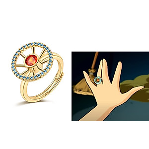 IDesign Stella's Ring of Solaria, Sun Ring, Star Light, Sun Burst, Fairy Heirloom Solaria Rhinestone Crystal Ring (gold)