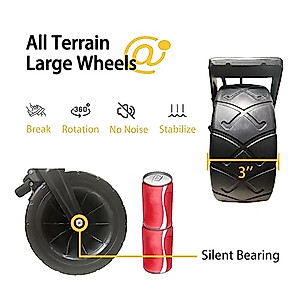 APRIVERT Heavy Duty Folding Cart with Large Capacity, All-Terrain Outdoor Cart with Big Wheels,Garden Portable Trolley & ATV, Utility Wagon for Beach,Shopping,Camping,Fishing,Beige