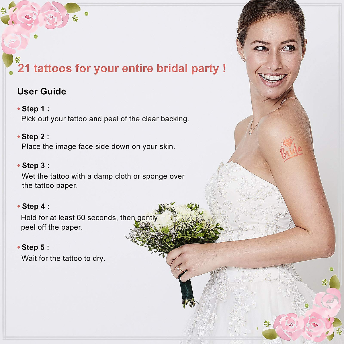 Bachelorette Party Decorations Naughty, Rose Gold Bridal Shower Party Decor and Supplies Kit - Bachelorette Veil, Bride To Be Sash & Balloons, Photobooth Props Tiara Tattoos