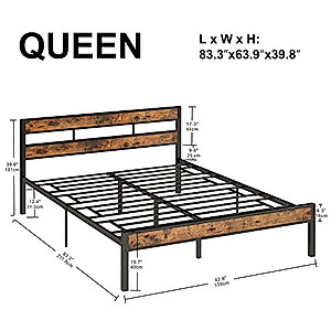 LIKIMIO Queen Bed Frame with Headboard, Platform Metal Bed Frame Queen with 14 Heavy Duty Steel Slats, More Sturdy, Noise-Free, No Box Spring Needed