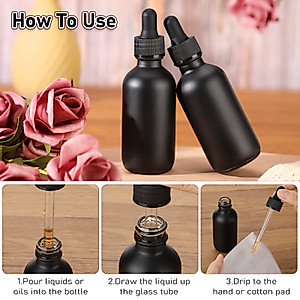 Nuogo 100 Pack Glass Dropper Bottles, 2 oz Tincture Vials with Eye Droppers Leakproof Travel Bottles for Essential Oils Liquids, Black