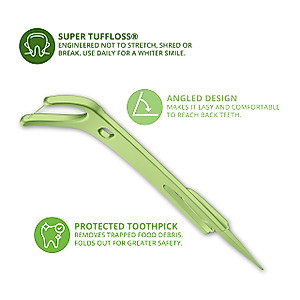 Plackers Back Teeth Micro Mint Dental Flossers, Delicious Mint Flavor, Provides Easy Access for Back Teeth, Built-in Protected Pick, Easy Storage, 75 Count (Pack of 1)