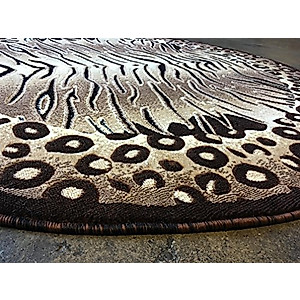 Americana Tiger & Leopard Zebra Animal Skin Round Area Rug Print Design 130 (4 feet X 4 feet Round)